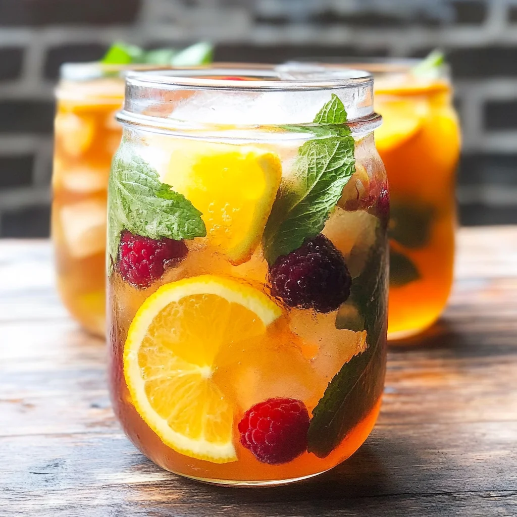 Cold Brewed Iced Tea with Fresh Fruit and Herbs